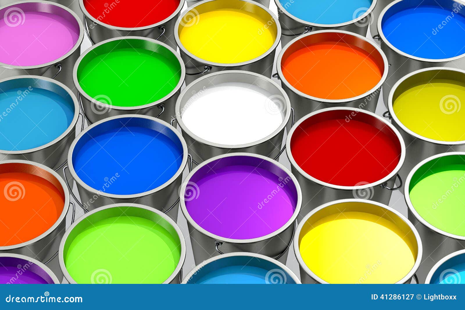 Buckets with color paint stock image. Image of concept - 41286127