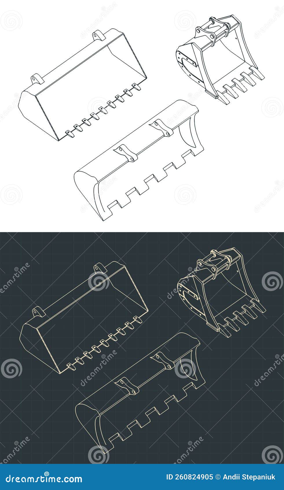 Buckets Isometric Blueprints Stock Image - Image of industrial, mineral ...