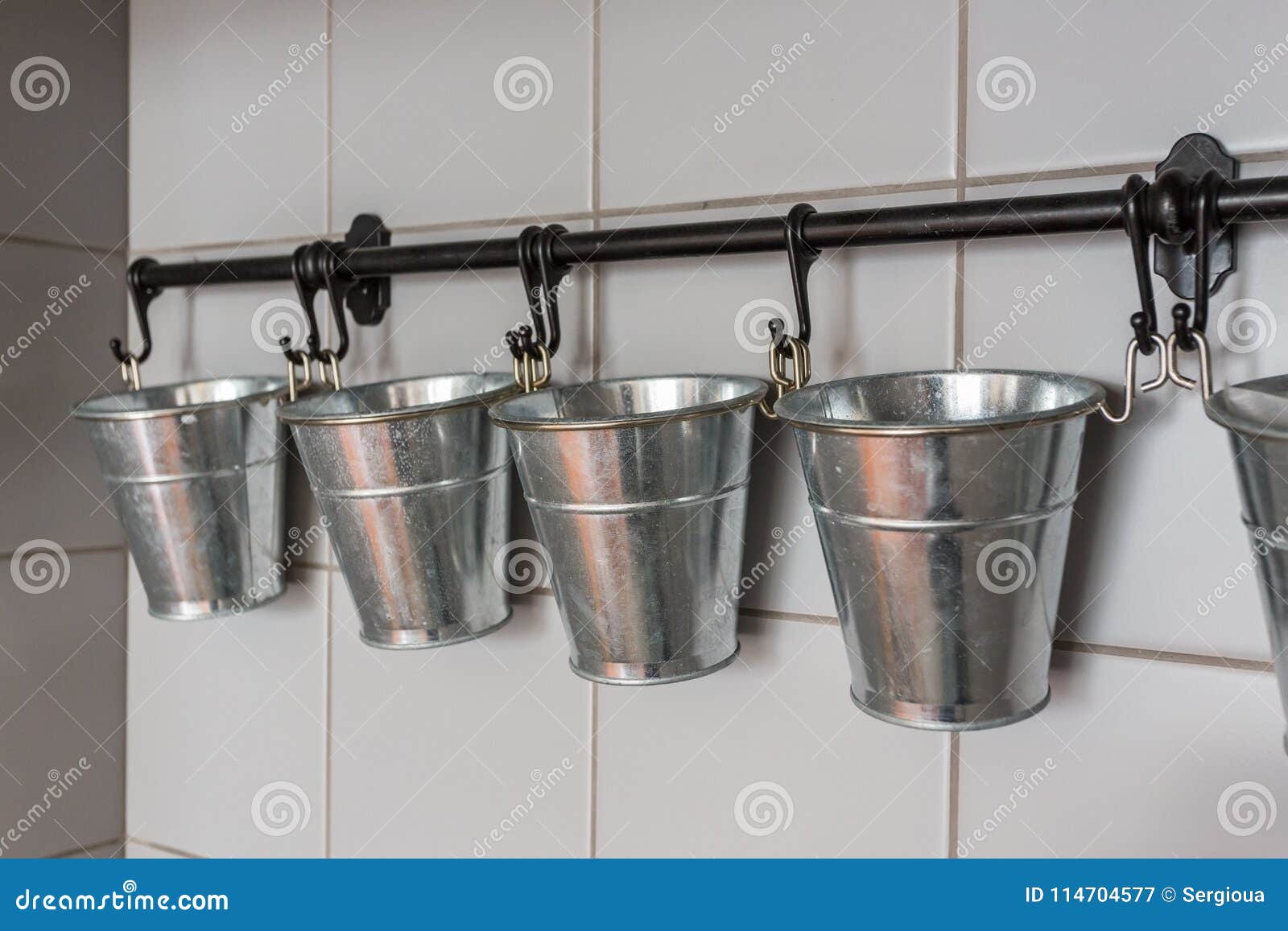 Buckets in the Kitchen for the Organization of Spices and Decorations ...