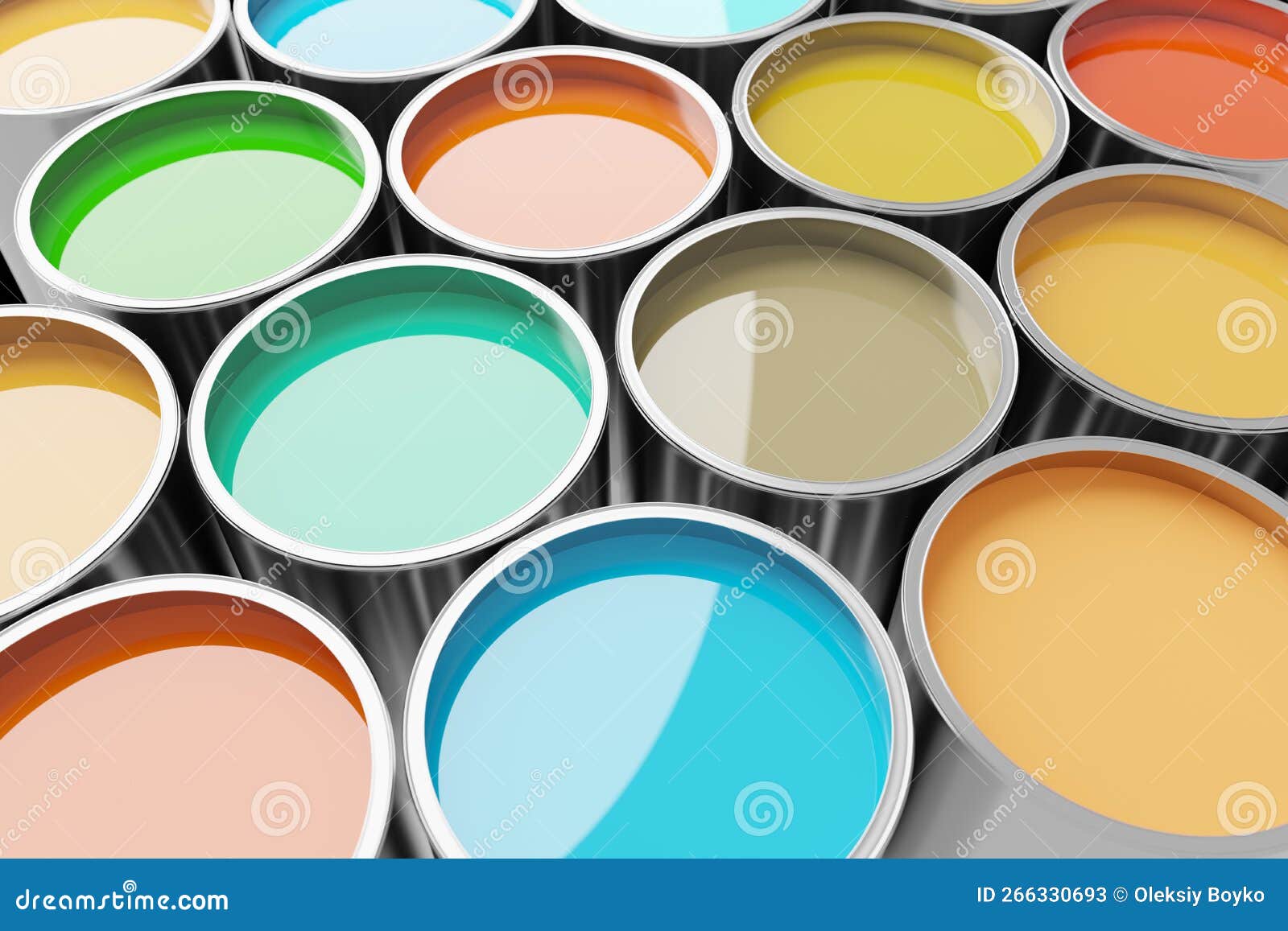 Buckets of Multi Coloured Paint, 3d Rendering. Stock Illustration ...