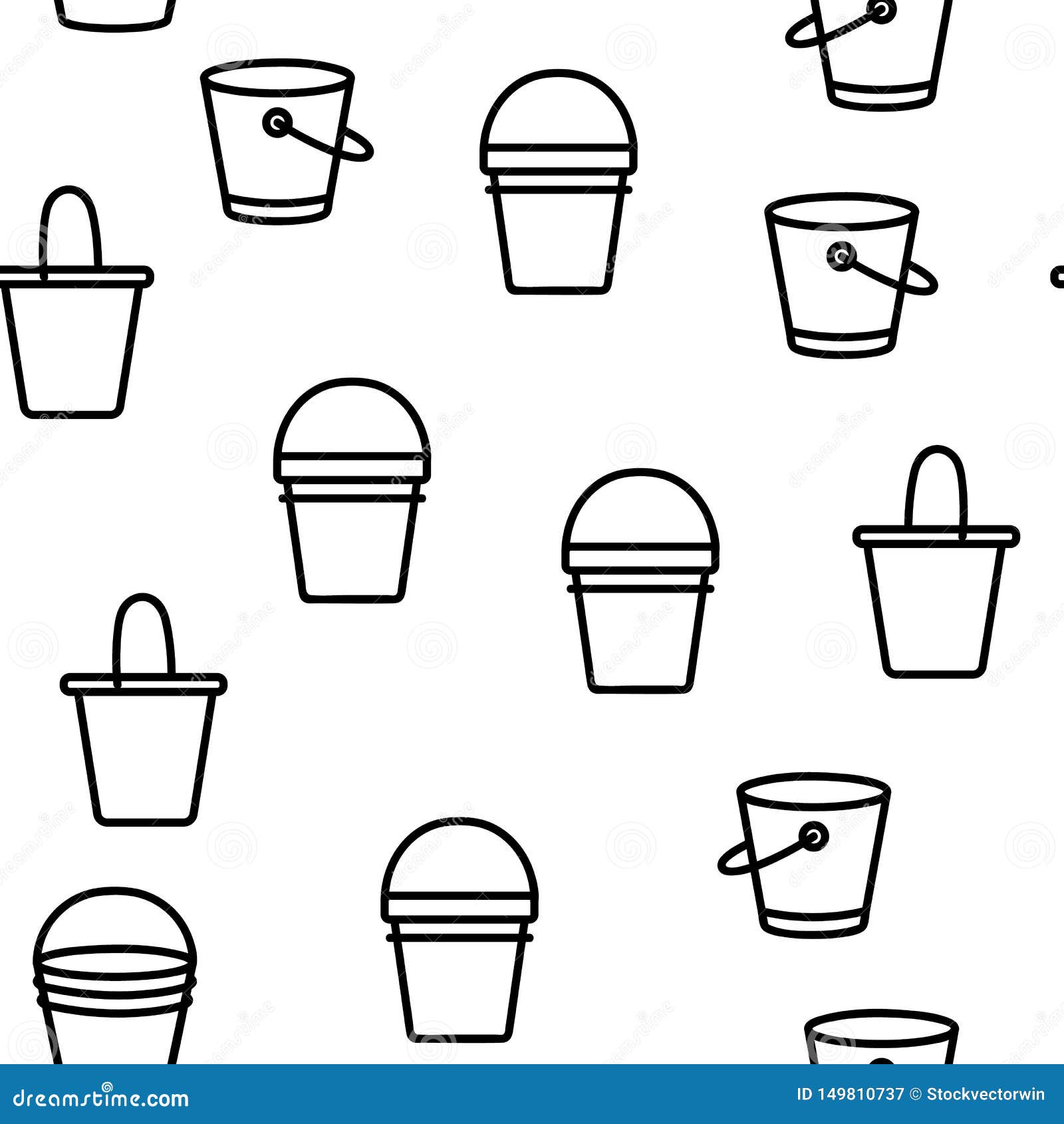 Buckets, Pails Vector Seamless Pattern Stock Vector - Illustration of ...