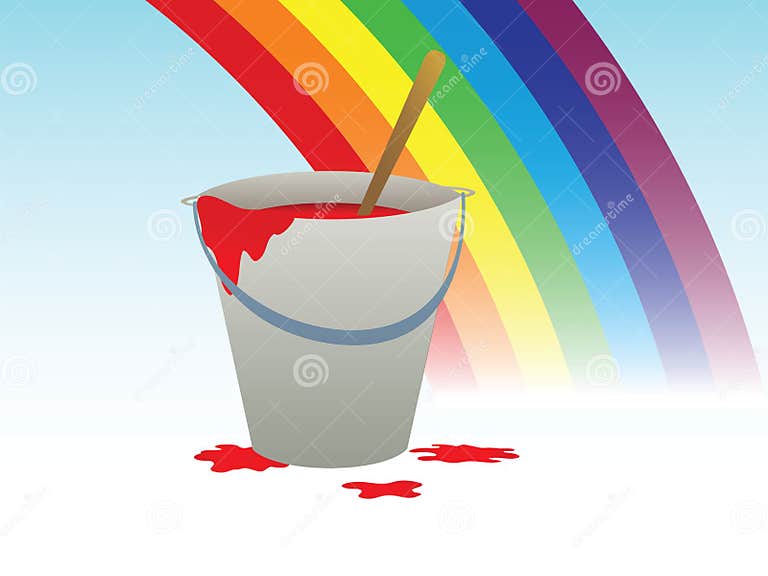 Buckets with Paint and Rainbow Stock Vector - Illustration of decor ...
