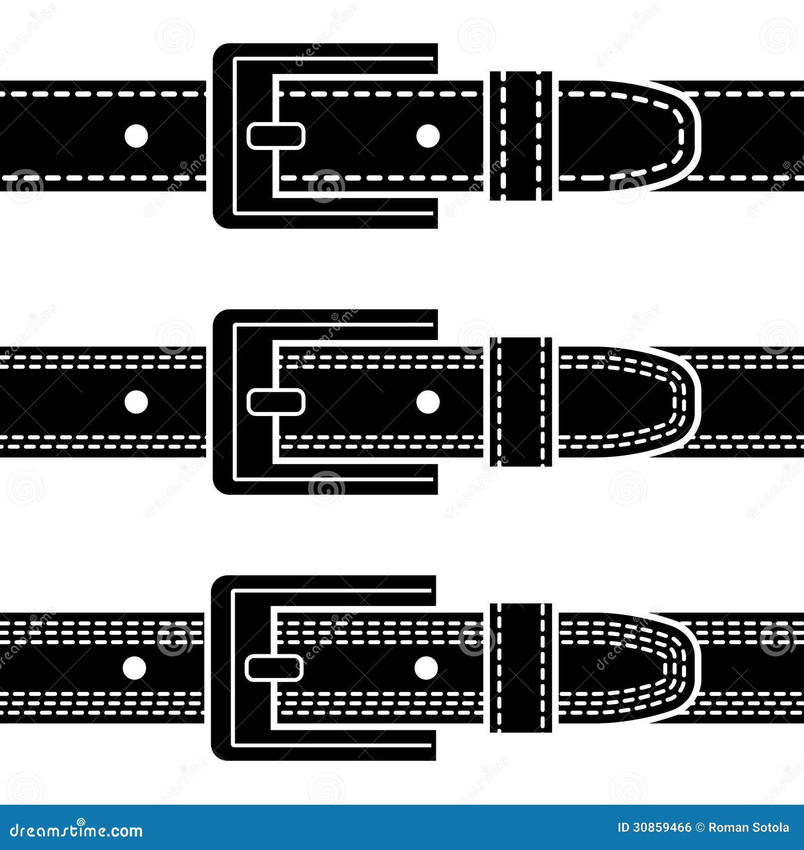 Buckle Quilted Belt Black Symbols Vector Illustration | CartoonDealer ...