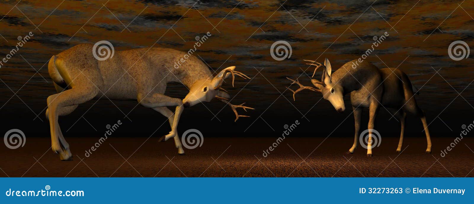 Bucks fighting - 3D render stock illustration. Illustration of head ...