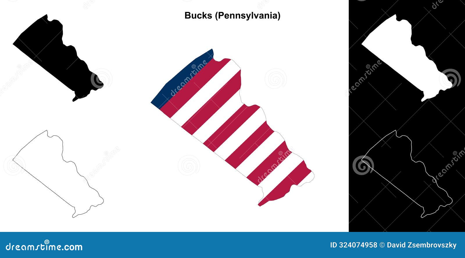 Map Of Bucks County In Pennsylvania State On White Background. Single ...