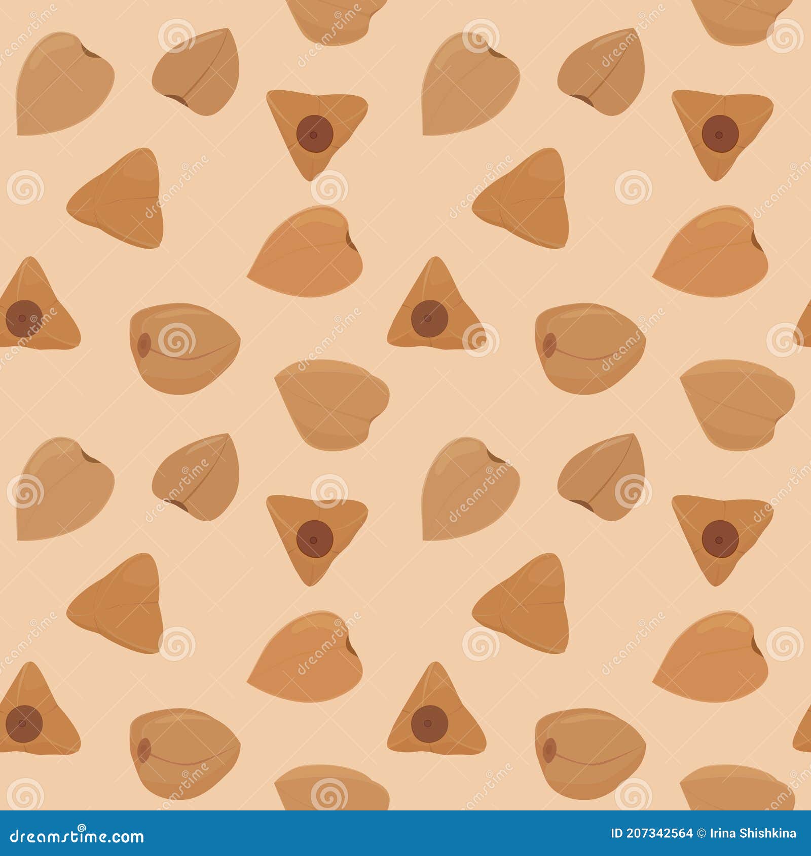 Buckwheat Grains Seamless Cartoon Brown Pattern Vector Illustration ...