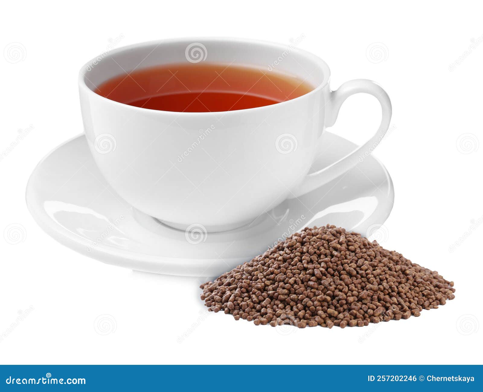 Buckwheat Tea and Granules on White Background Stock Photo - Image of ...
