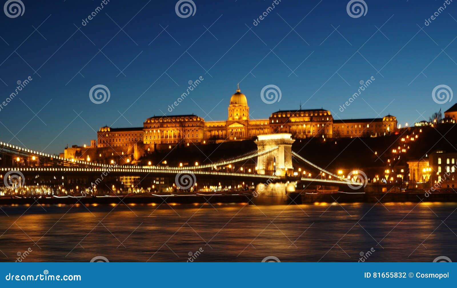 Buda Castle, Budapest, Hungary at Night Stock Photo - Image of bank ...