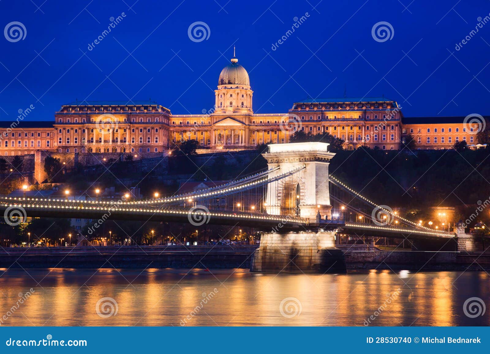 Buda Castle and Chain Bridge. Budapest, Hungary Stock Photo - Image of ...
