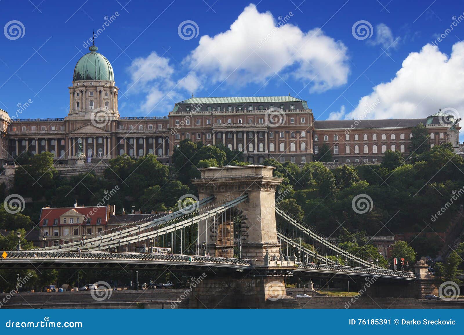 Buda Castle and Chain Bridge in Budapest, Hungary Stock Image - Image ...