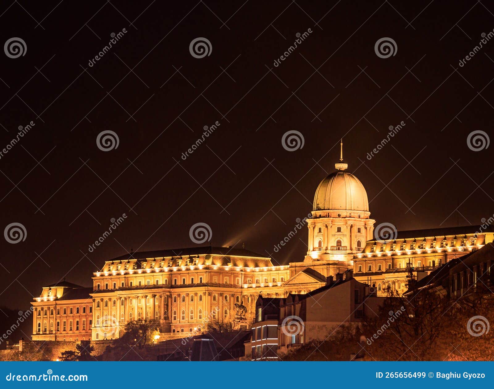 Buda Castle by night stock image. Image of city, palace - 265656499