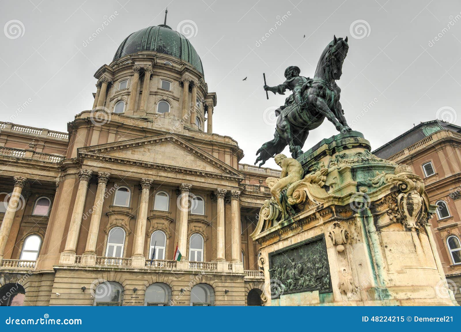 Buda Castle and the Statue of Prince Eugene of Savoy Stock Image ...