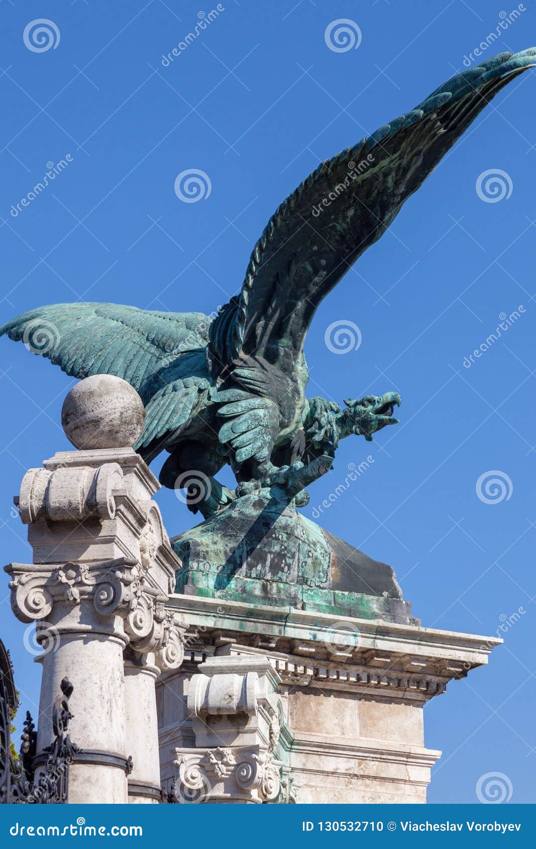Buda Castle. Turul statue stock photo. Image of hungary - 130532710