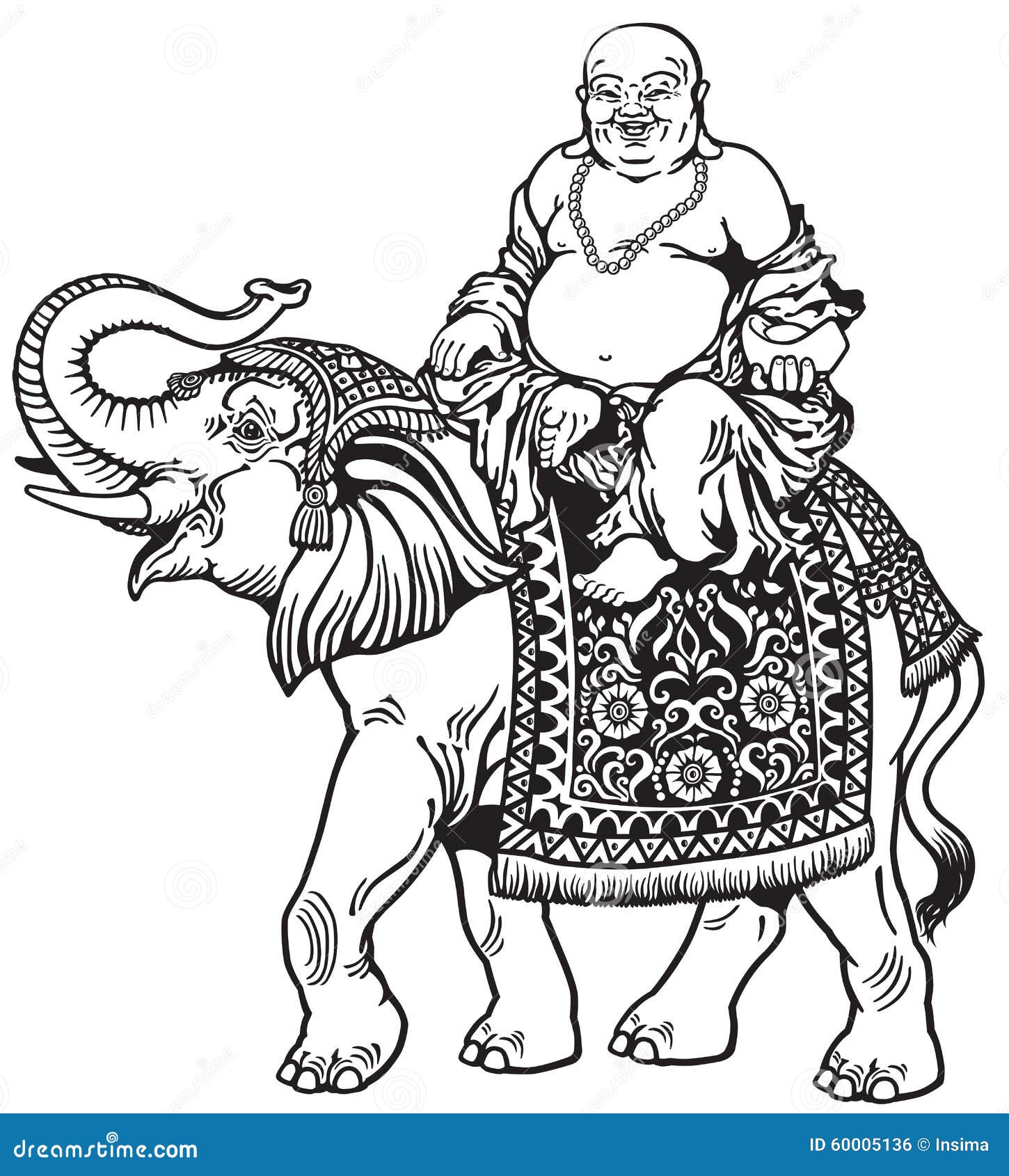 Buda e elefante ilustração do vetor. Ilustração de budismo - 60005136