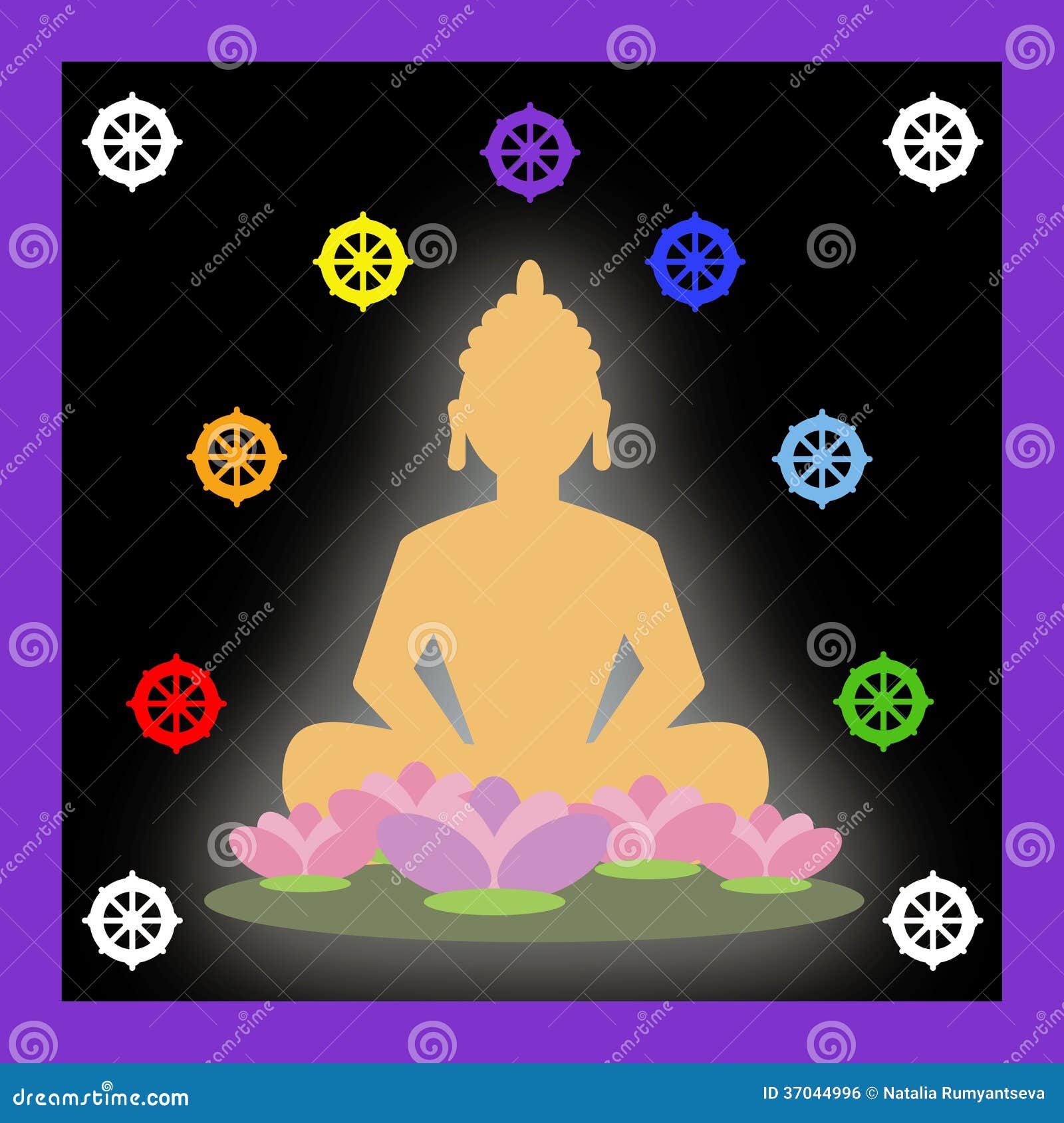 Buda e símbolos budistas ilustração stock. Ilustração de fundo - 37044996