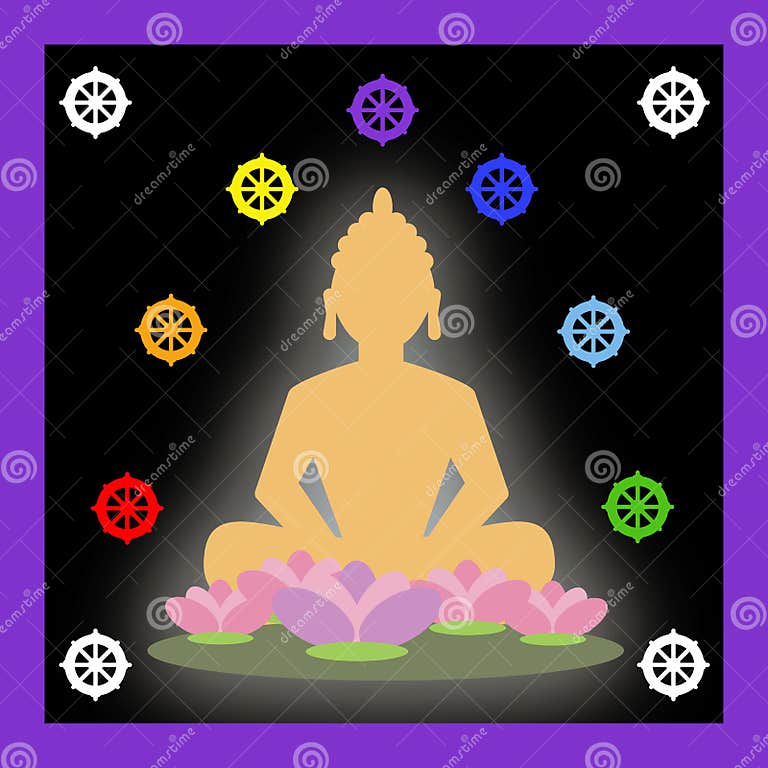 Buda e símbolos budistas ilustração stock. Ilustração de fundo - 37044996