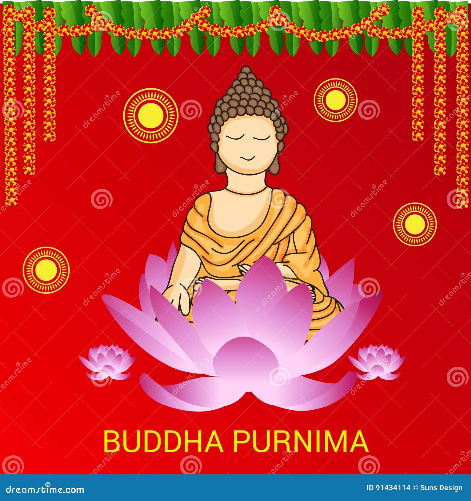 Buda feliz Purnima stock de ilustración. Ilustración de fondo - 91434114