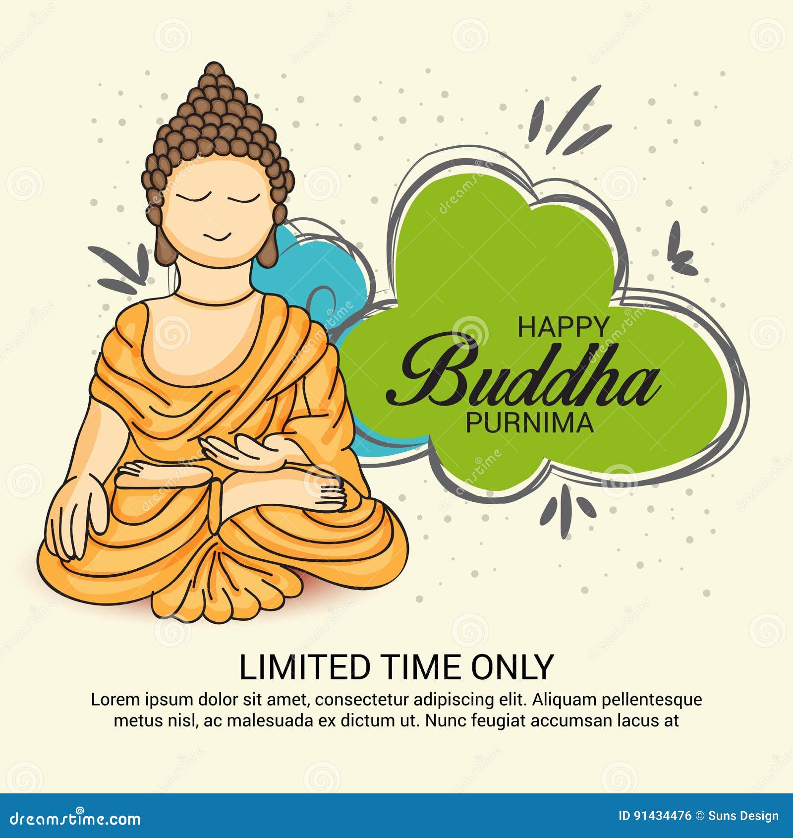 Buda feliz Purnima stock de ilustración. Ilustración de feliz - 91434476