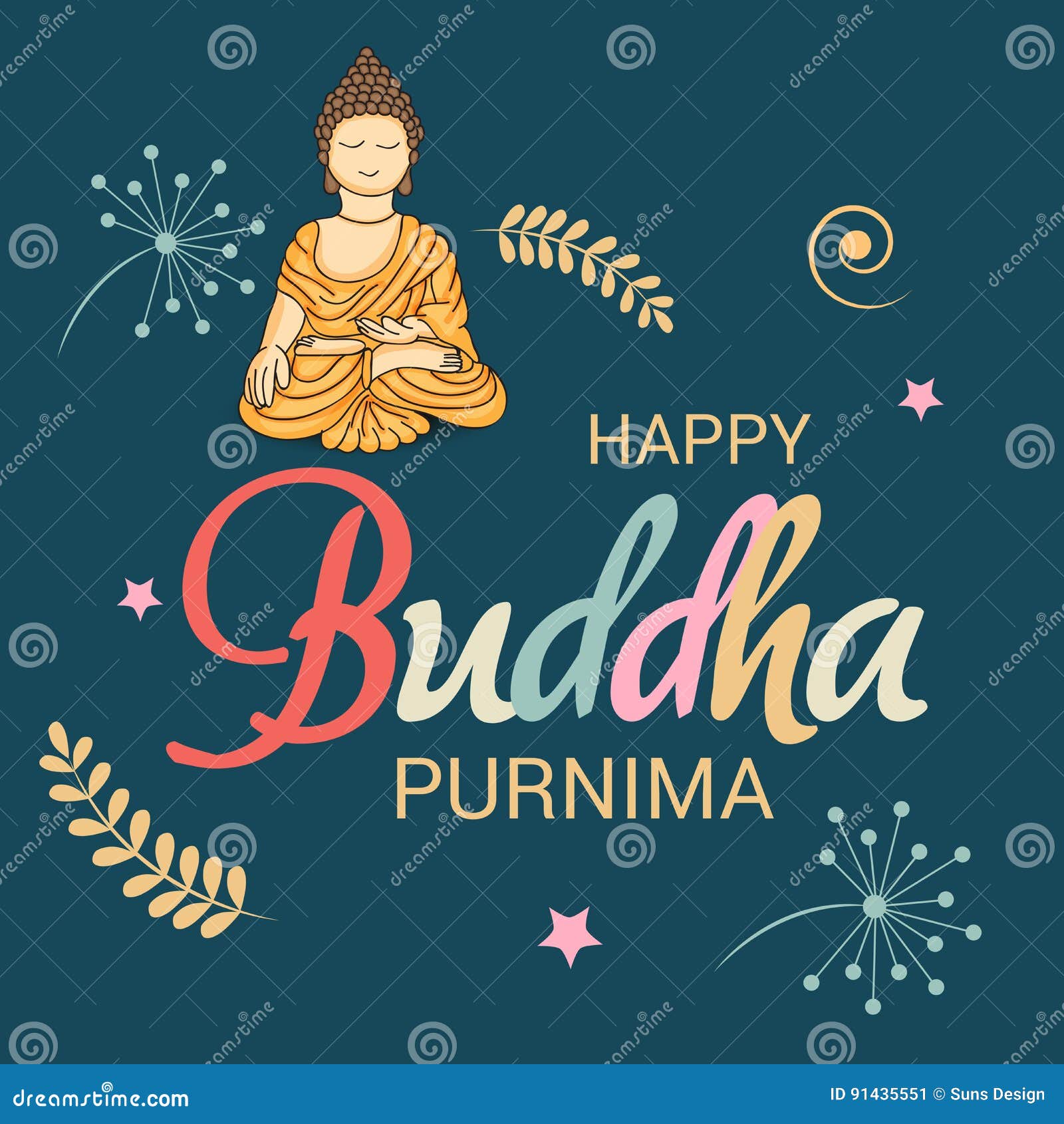 Buda feliz Purnima stock de ilustración. Ilustración de fondo - 91435551