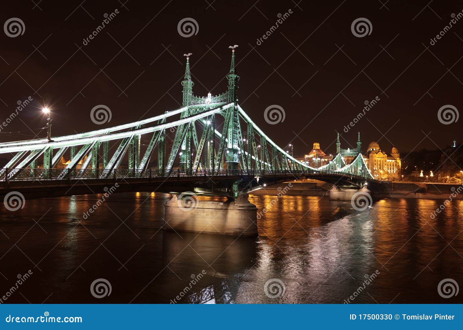 Budapest bridge at night stock photo. Image of shots - 17500330