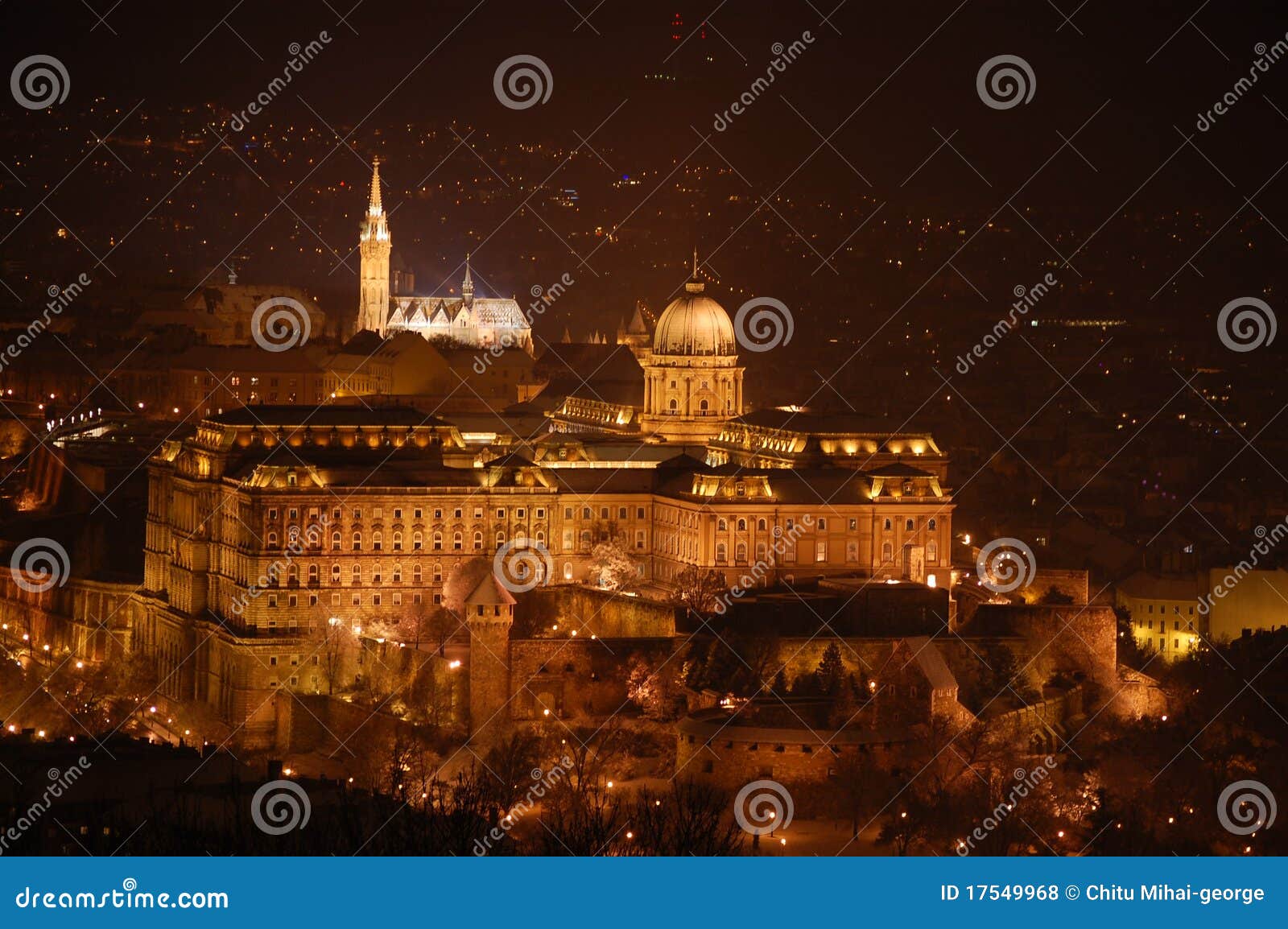 Budapest, Buda Castle - Night Stock Photo - Image of budapest, castle ...