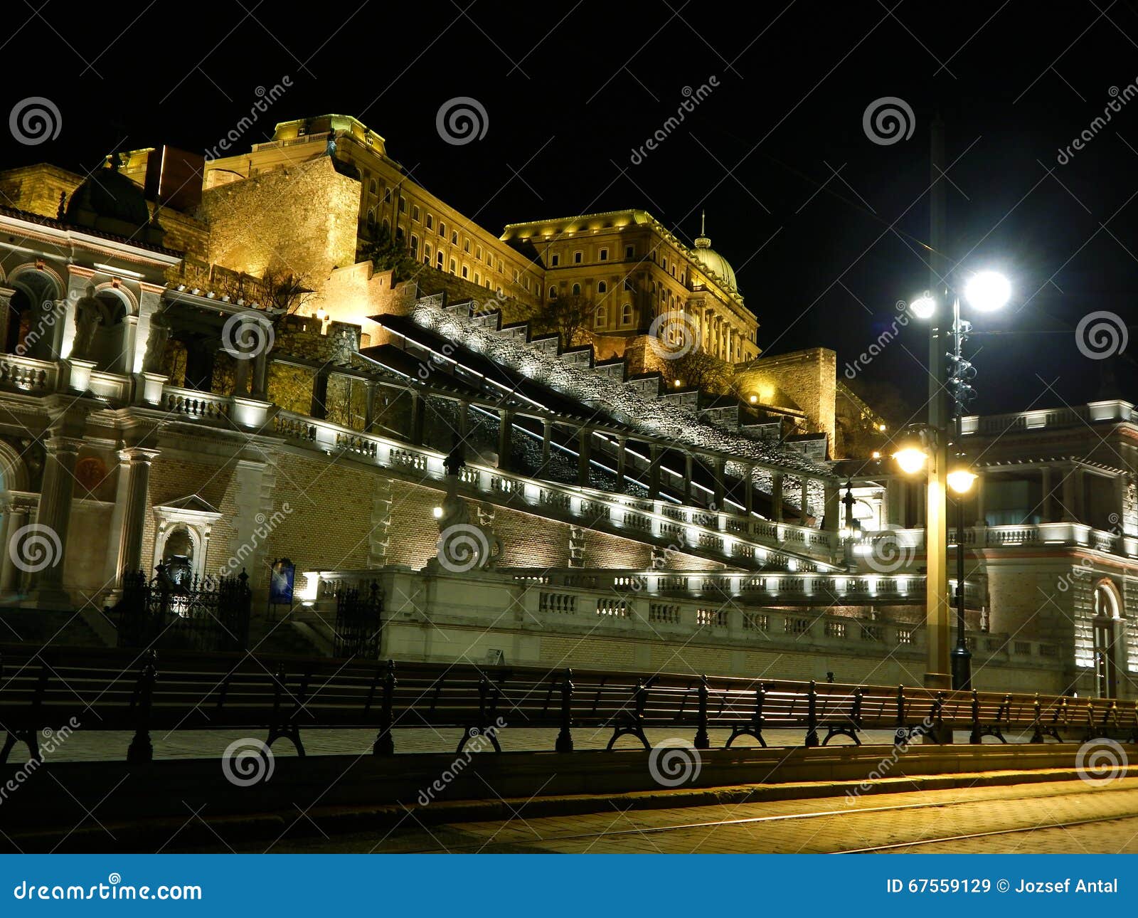 Budapest Castle Bazaar by Night Stock Image - Image of europe, garden ...