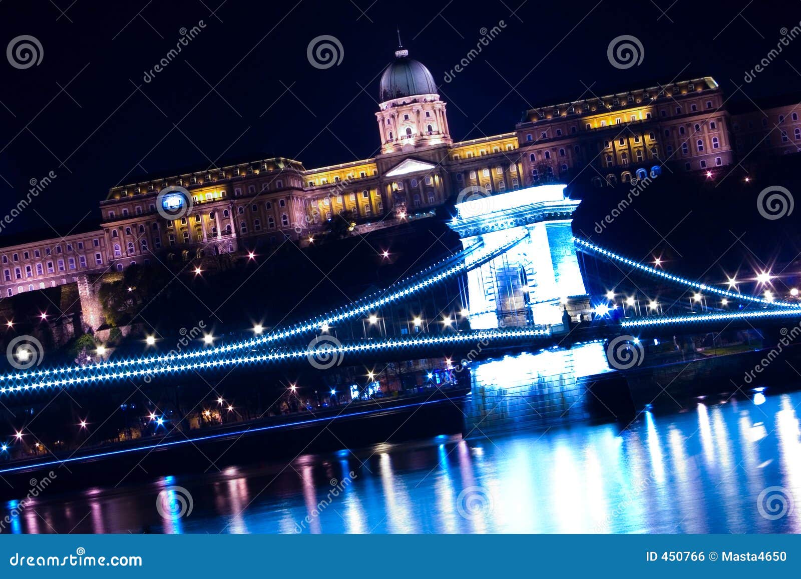 Budapest Chain Bridge and Castle Stock Photo - Image of flowing, flow ...