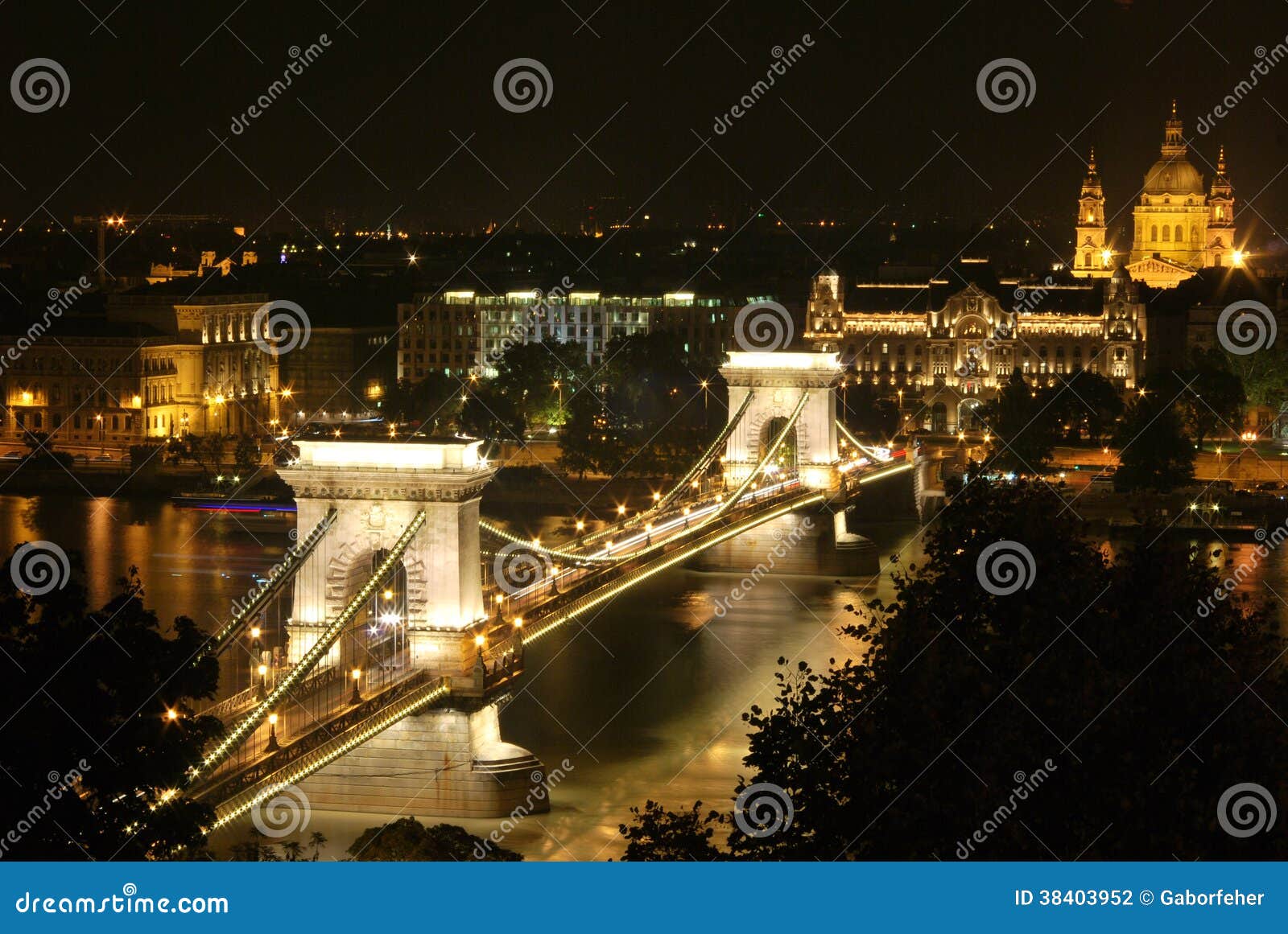 Budapest Chain Bridge at Night Stock Photo - Image of magic, majestic ...