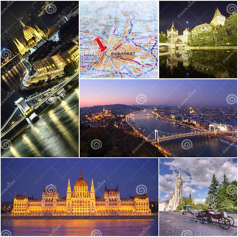 Budapest city Collage stock image. Image of capital, architecture ...