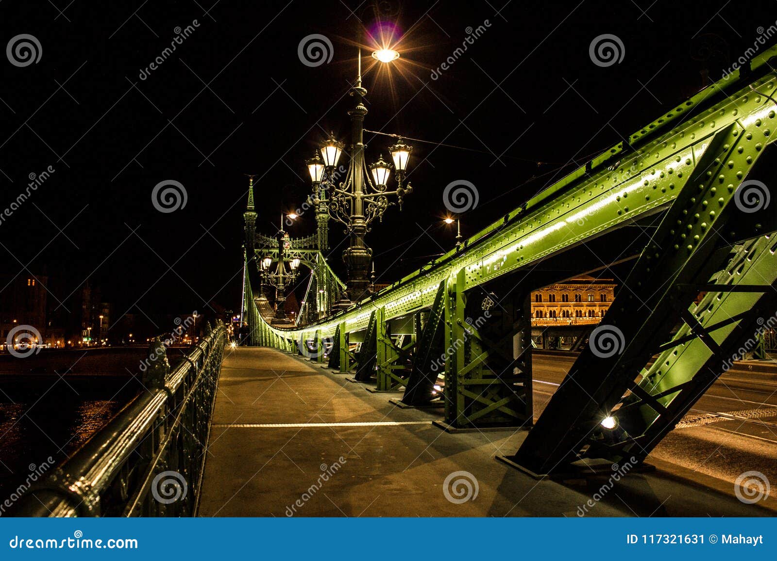 Budapest Cityscape at Night. Chain Bridge in Front Over Danube River ...