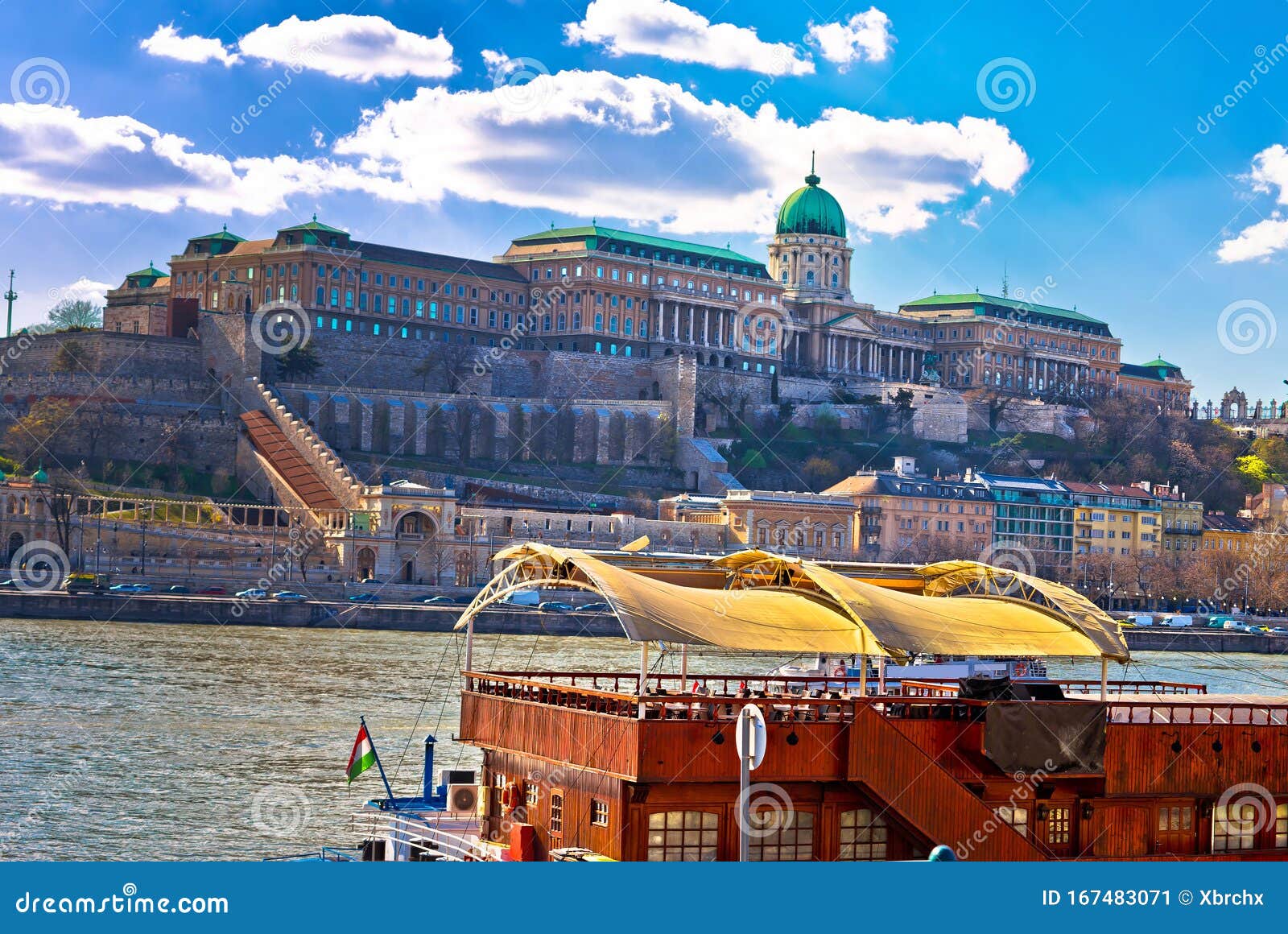 Budapest Danube River Historic Waterfront Architecture Springtime View ...