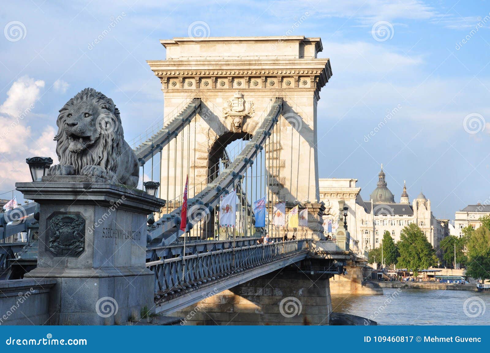 Budapest, the Famous Chain Bridge Over the Danube River. Stock Image ...