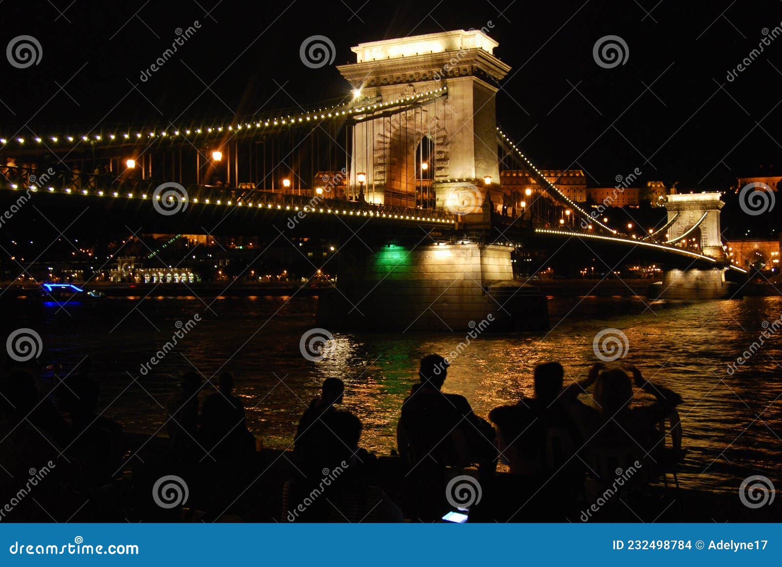 Budapest - famous bridge editorial stock image. Image of lights - 232498784