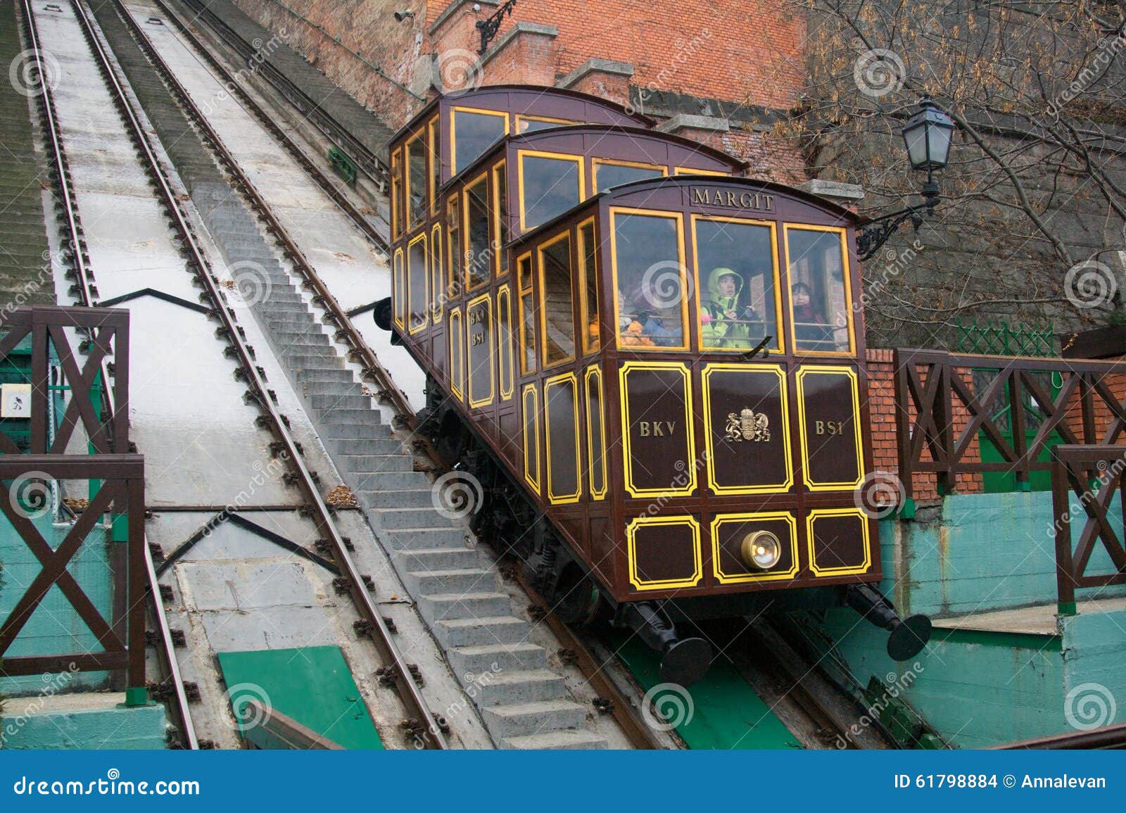 BUDAPEST, HUNGARY - DECEMBER 27, 2014: Funicular To Buda Castle ...