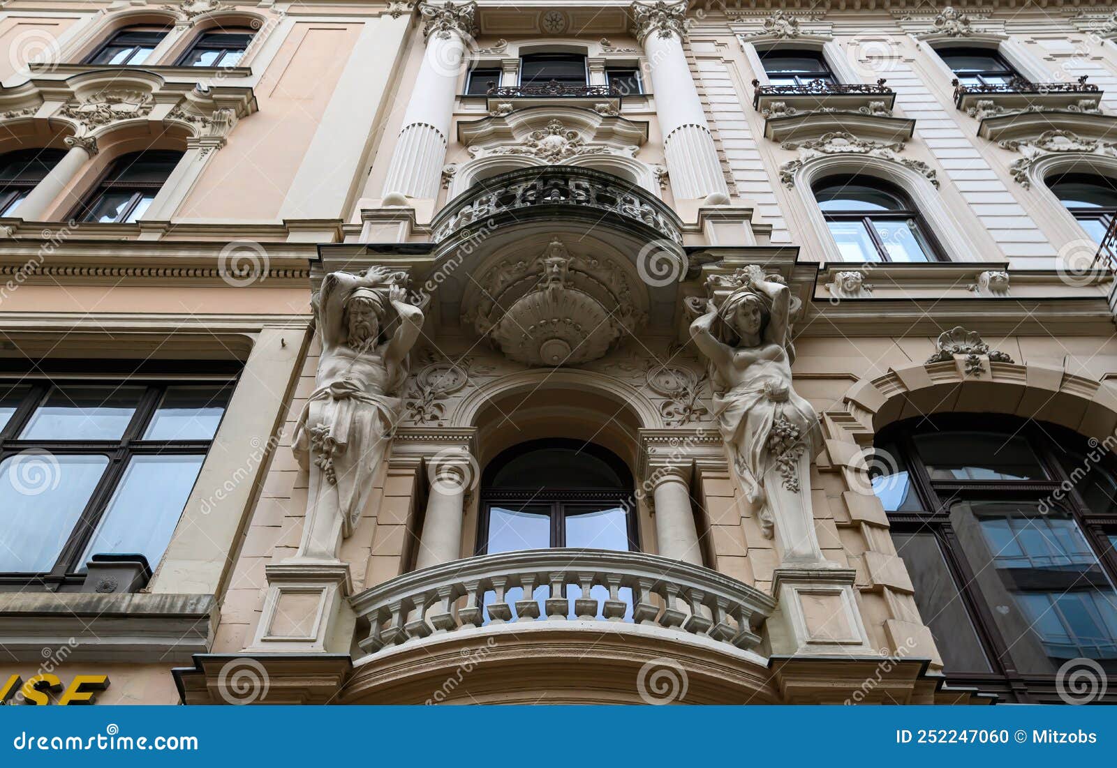 Facade of Beautiful Old Building in Budapest, Hungary Stock Photo ...