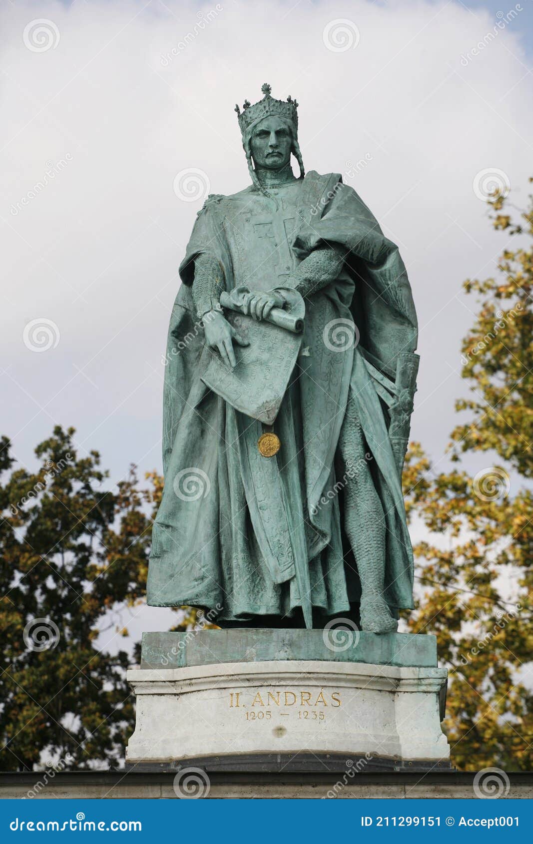Statue of II Andreas Andras King of Hungary on Heroes Square Editorial ...