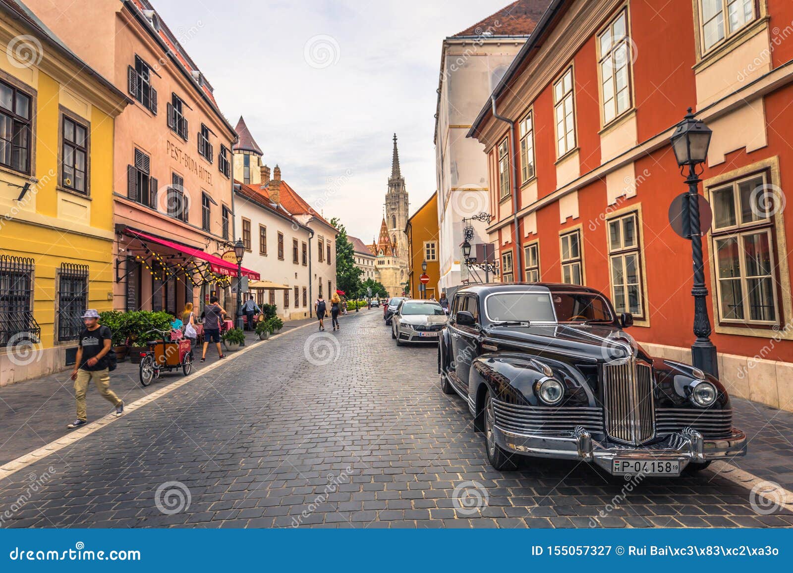Budapest - June 22, 2019: Classic Black Car on the Buda Side of ...