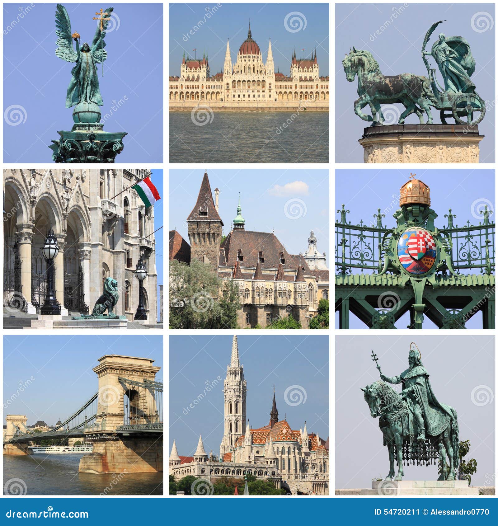 Budapest landmarks collage stock image. Image of fishermen - 54720211