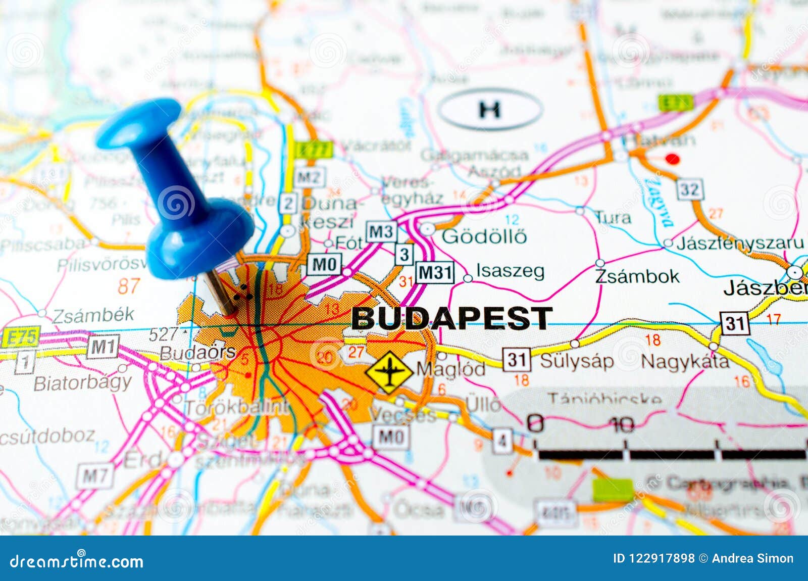Budapest on map stock photo. Image of paper, atlas, macro - 122917898