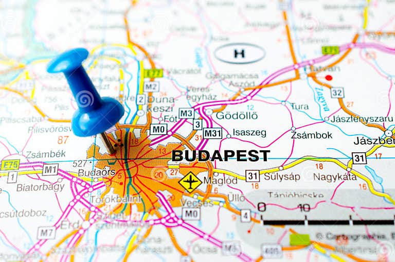 Budapest on map stock photo. Image of paper, atlas, macro - 122917898