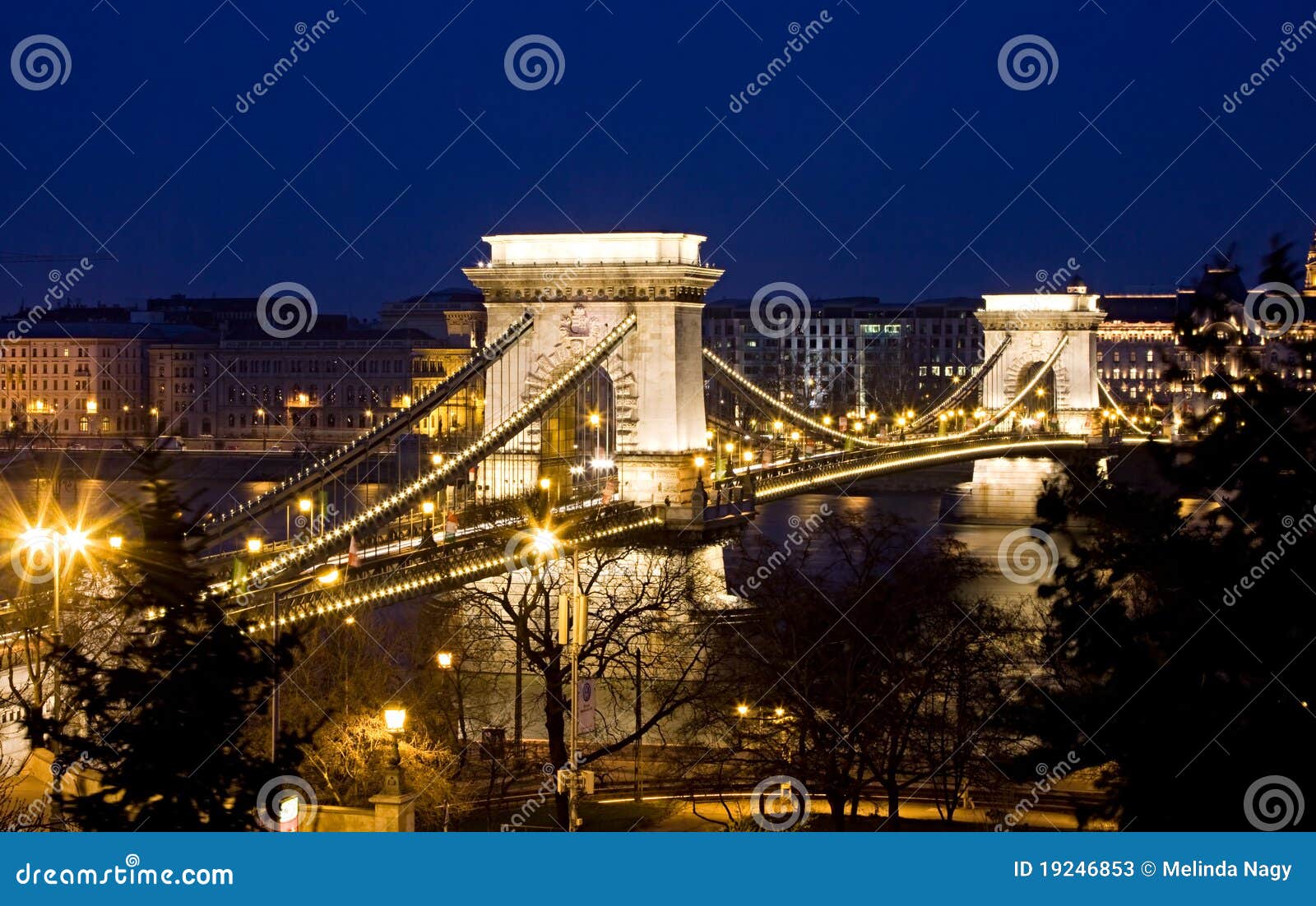 Budapest At Night With Chain Bridge Picture. Image: 19246853