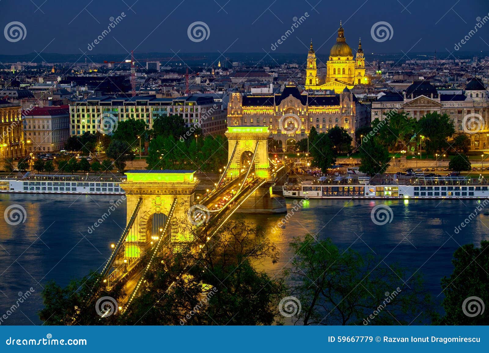 Budapest at Night stock image. Image of hour, chain, danube - 59667779