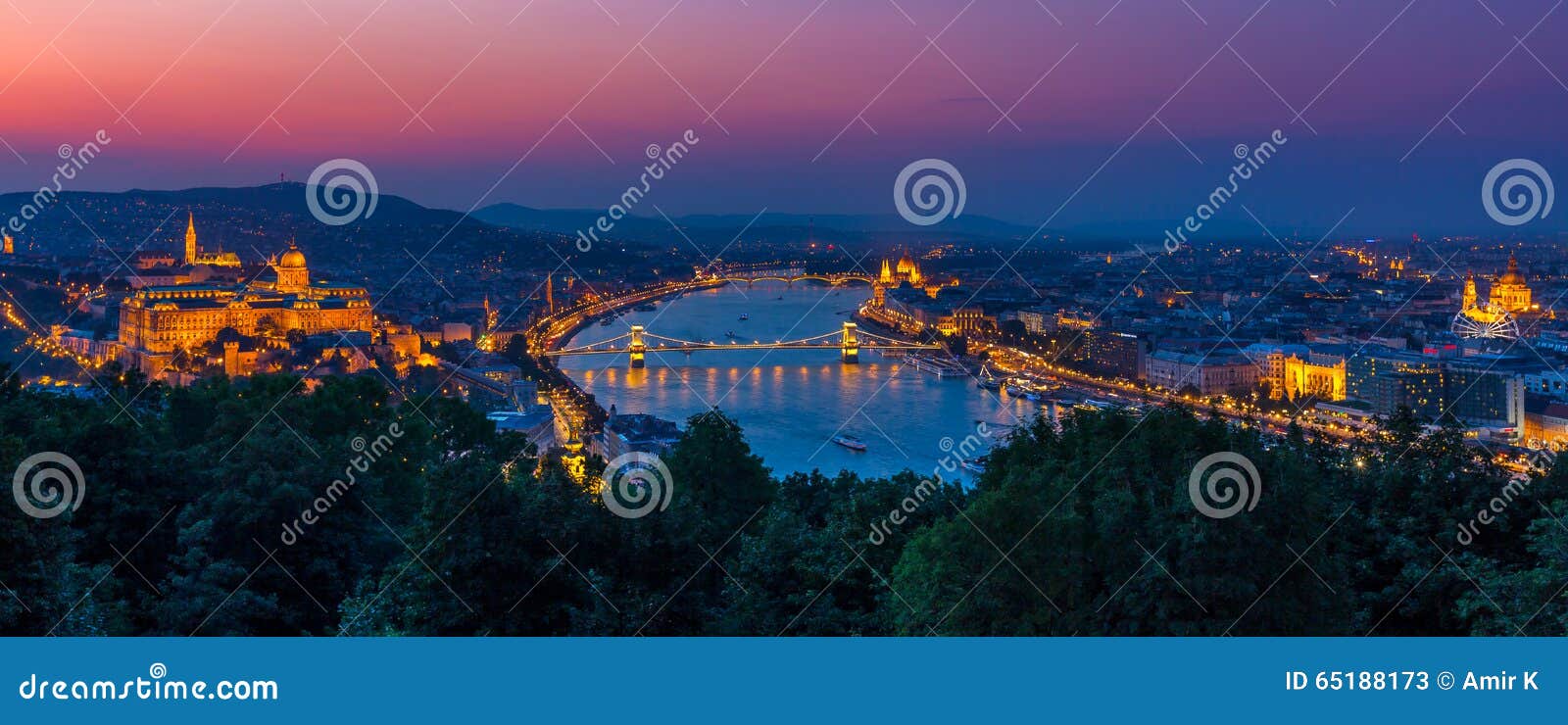 Budapest Night Panoramic View Editorial Stock Photo - Image of budapest ...