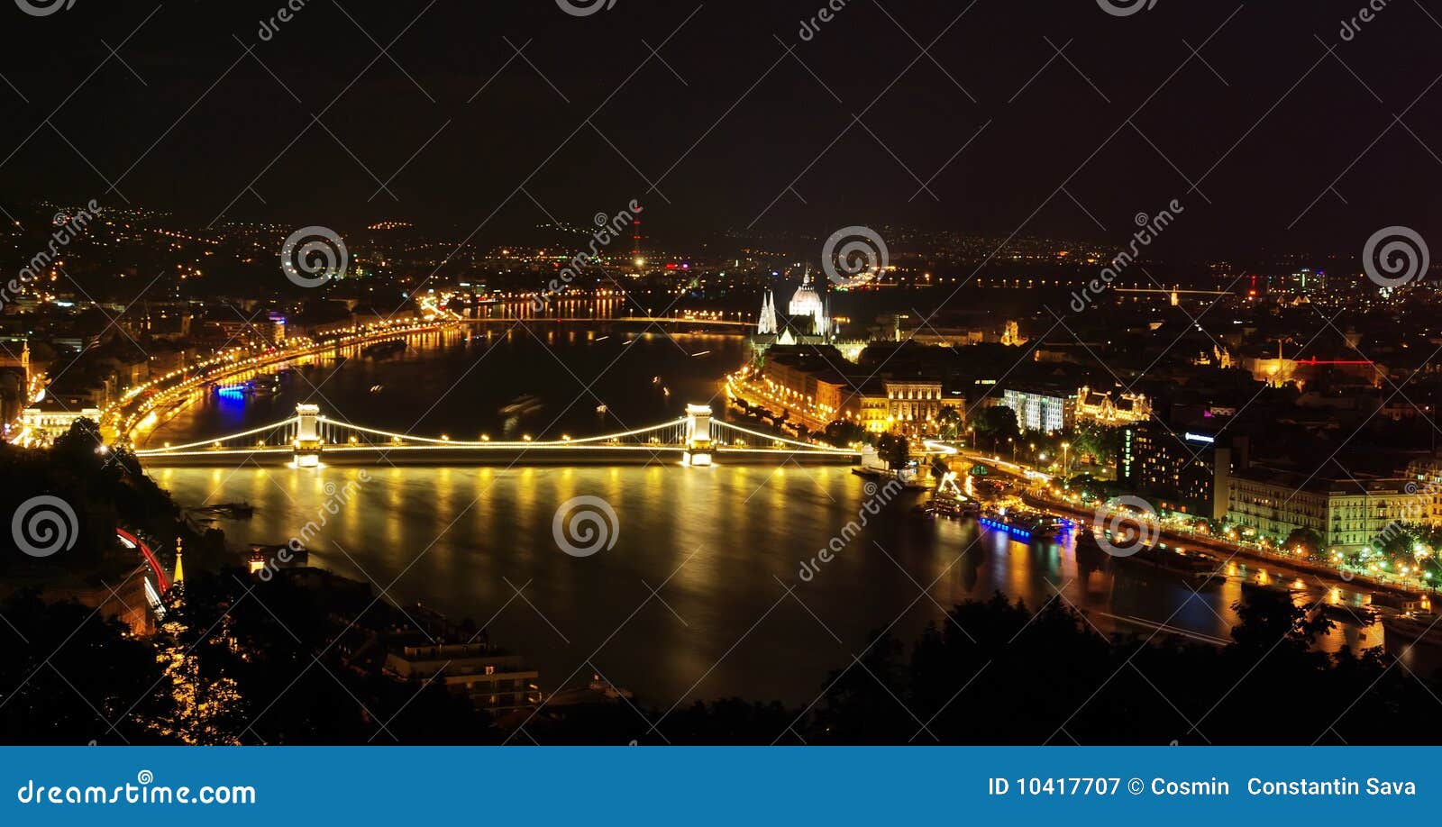 Budapest night view stock image. Image of exterior, capital - 10417707
