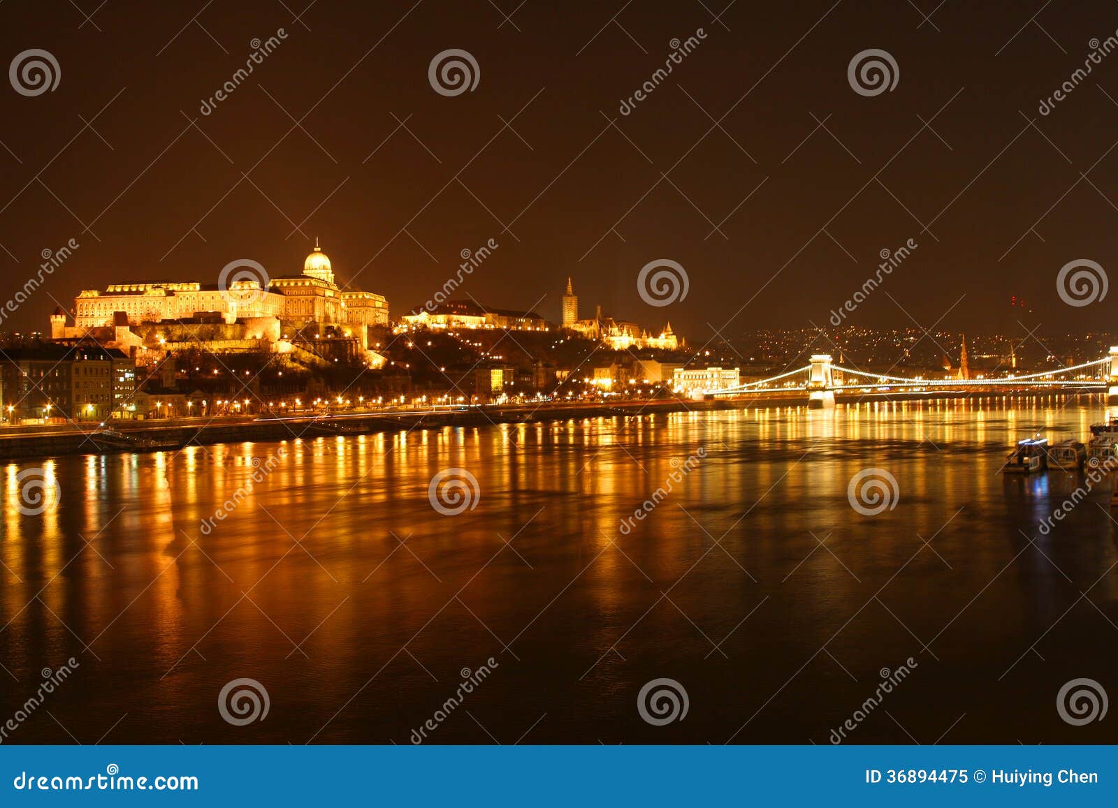 Budapest night view editorial image. Image of bridge - 36894475