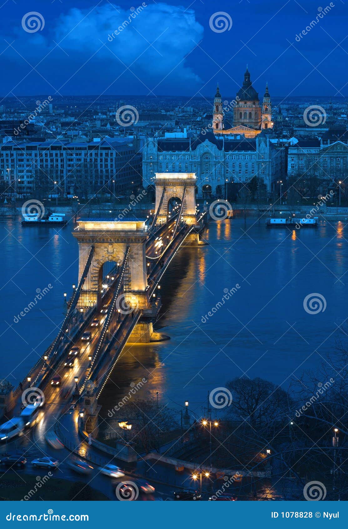 Budapest - the Old Chain Bridge Stock Photo - Image of sightseeing ...