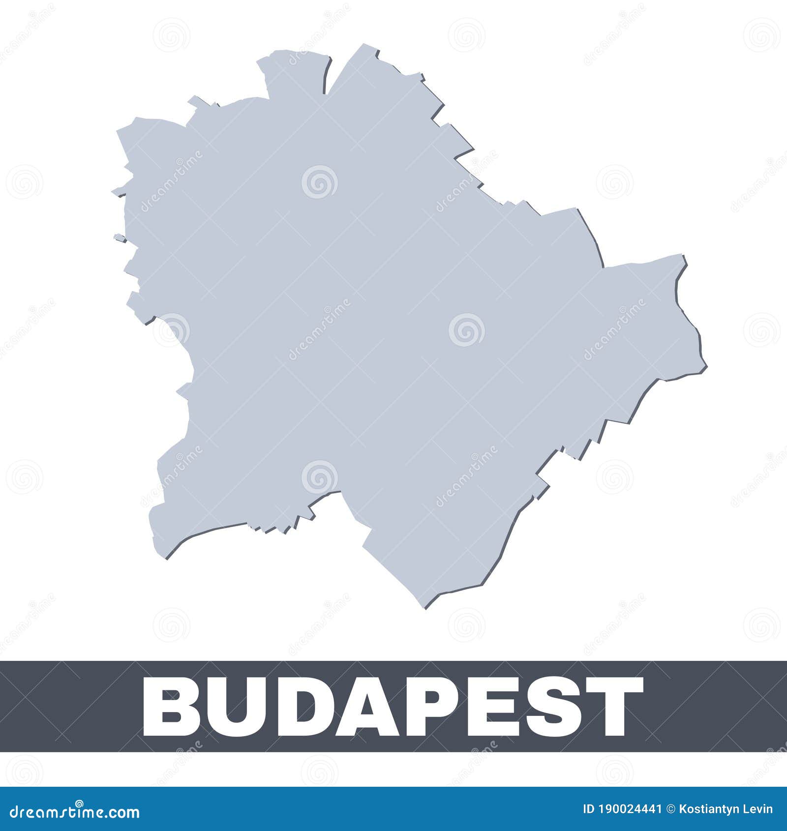 Budapest Outline Map. Vector Map of Budapest City Area Borders with ...
