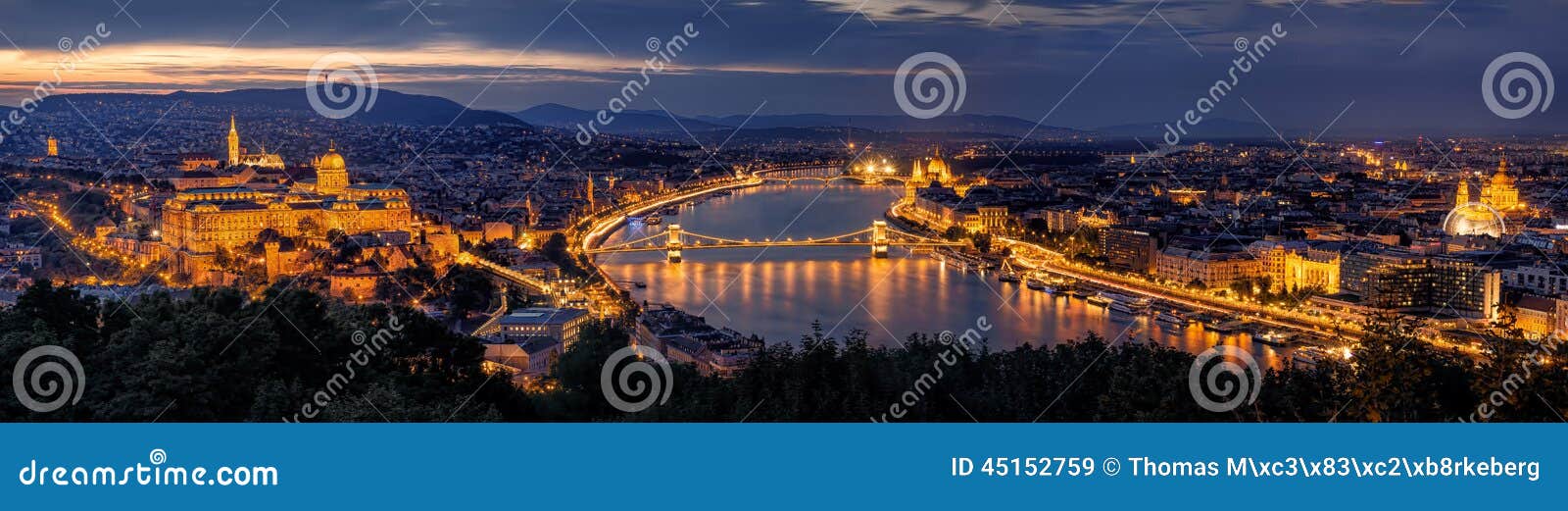 Budapest Panorama by night stock image. Image of longexposure - 45152759