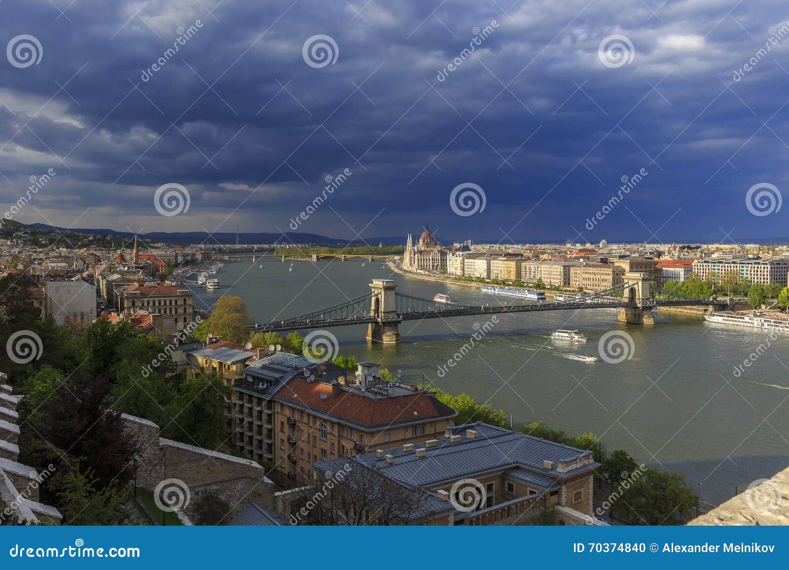 Budapest Panorama.View from the Buda Castle Stock Photo - Image of ...