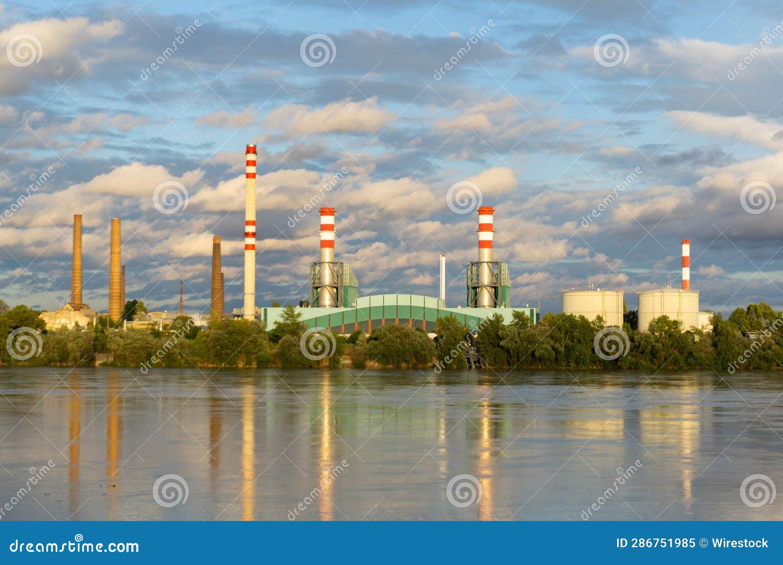 Budapest Power Plant on the Danube River Bank, Budafok. Stock Image ...